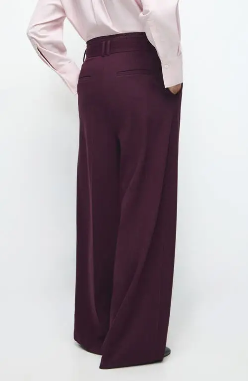 Mango High-rise Straight Leg Pants - Maroon