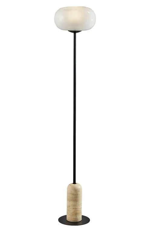 ADESSO Byron Floor Lamp With Glass Globe Shade - Black