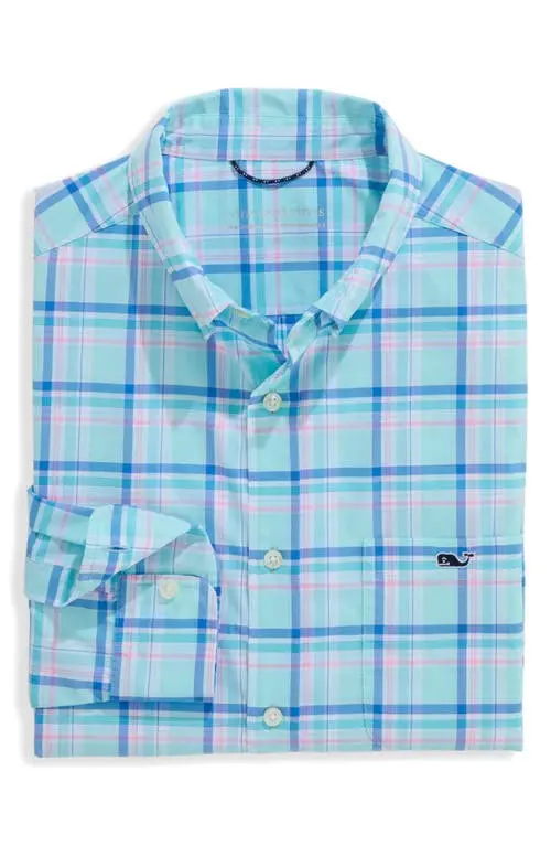 Vineyard Vines Coconut Key Plaid Upf 30+ Button Front Shirt