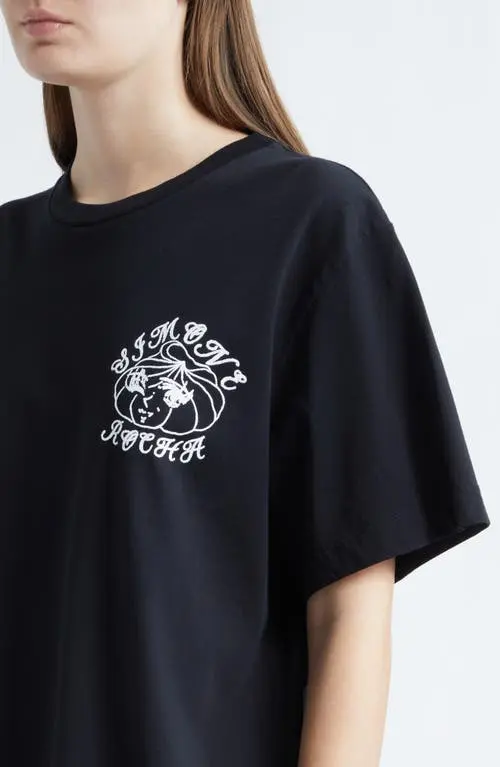 Simone Rocha Dim Sum Logo Print T-shirt - Black/white