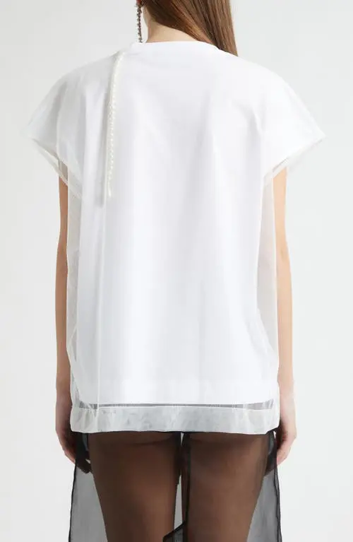 Simone Rocha Pearl Trim Layered T-shirt