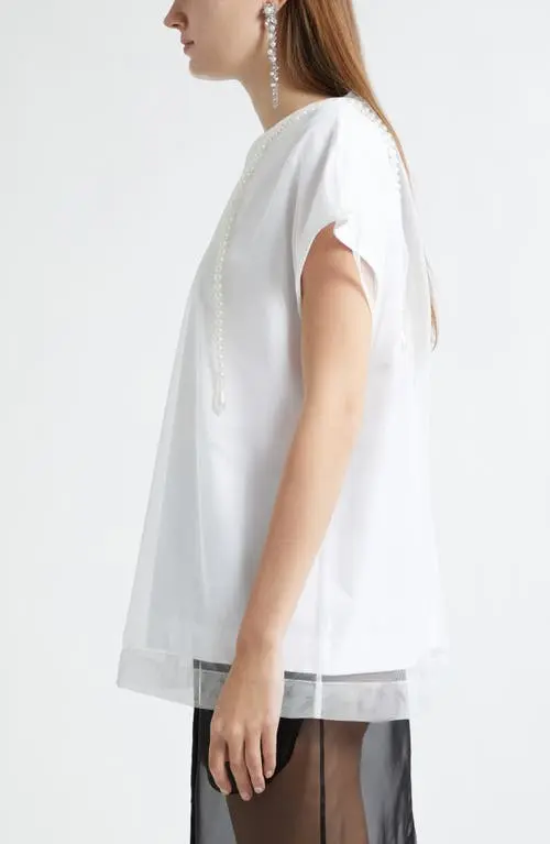 Simone Rocha Pearl Trim Layered T-shirt