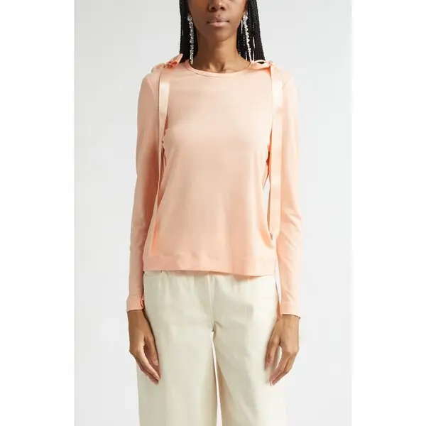 Simone Rocha Bow Ribbon Tail Long Sleeve T-shirt - Clementine