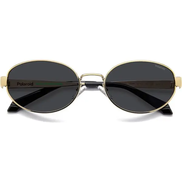 POLAROID 55mm Polarized Oval Sunglasses - Gold/grey Pz