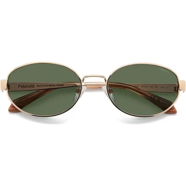 POLAROID 55mm Polarized Oval Sunglasses - Rose Gold/green Pz