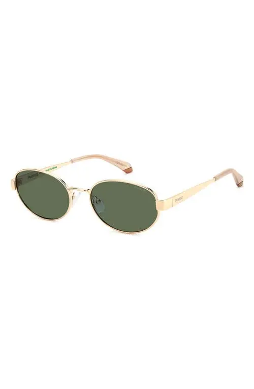 POLAROID 55mm Polarized Oval Sunglasses - Rose Gold/green Pz