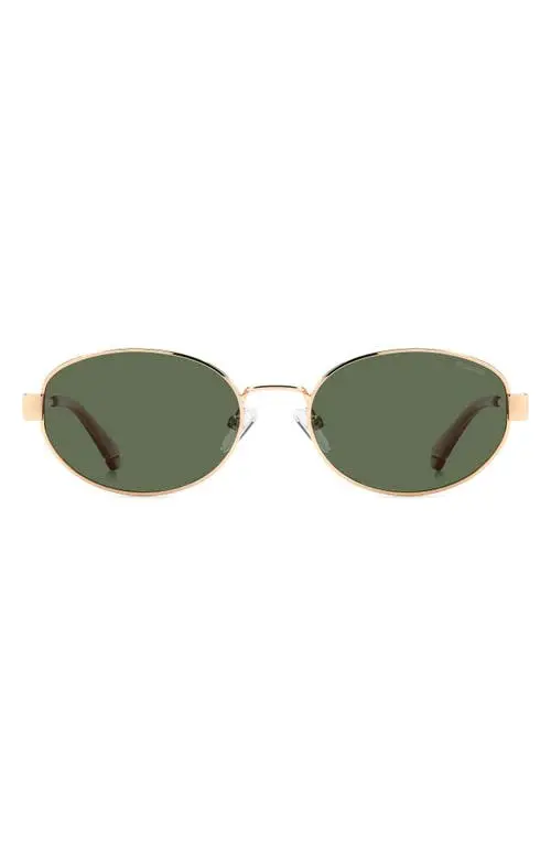 POLAROID 55mm Polarized Oval Sunglasses - Rose Gold/green Pz