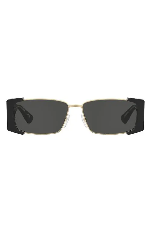 Moschino 57mm Rectangular Sunglasses - Black Gold/grey