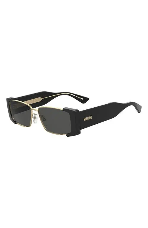 Moschino 57mm Rectangular Sunglasses - Black Gold/grey