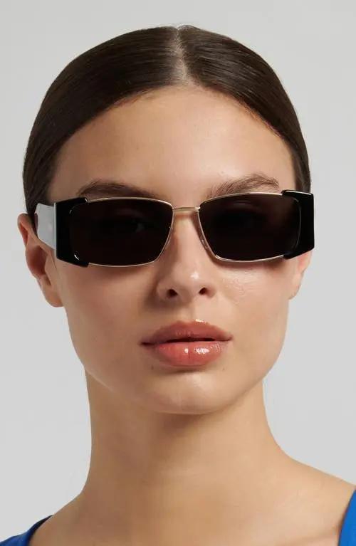 Moschino 57mm Rectangular Sunglasses - Black Gold/grey