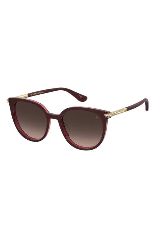 STUART WEITZMAN 55mm Embellished Square Sunglasses - Burgundy Pink/brown Sf