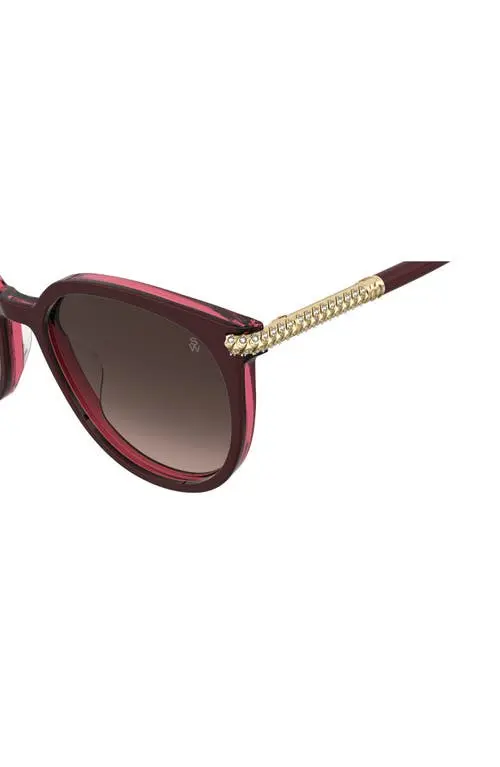 STUART WEITZMAN 55mm Embellished Square Sunglasses - Burgundy Pink/brown Sf