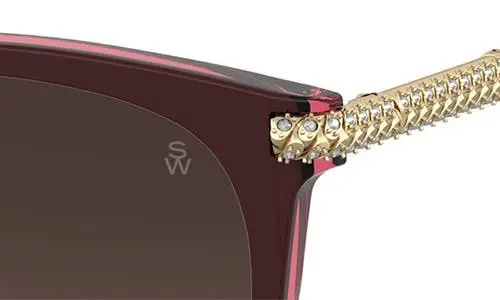 STUART WEITZMAN 55mm Embellished Square Sunglasses - Burgundy Pink/brown Sf
