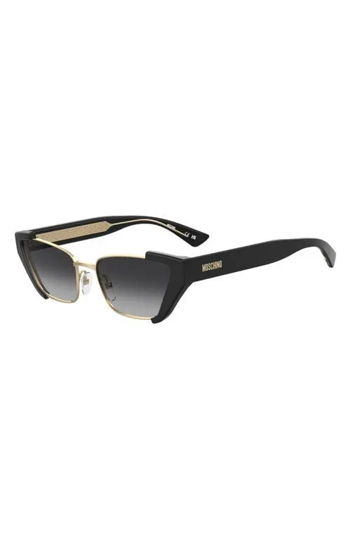 Moschino 56mm Cat-eye Sunglasses - Black Gold/dark Grey Sf