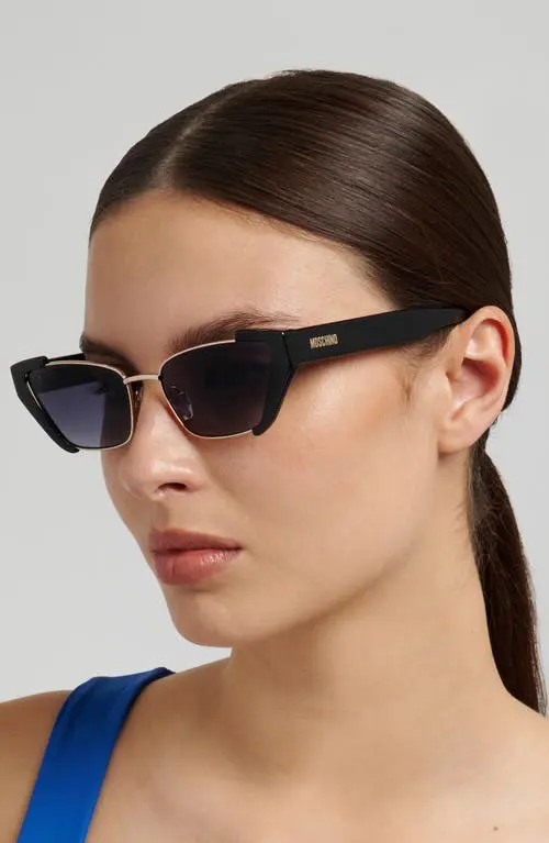 Moschino 56mm Cat-eye Sunglasses - Black Gold/dark Grey Sf
