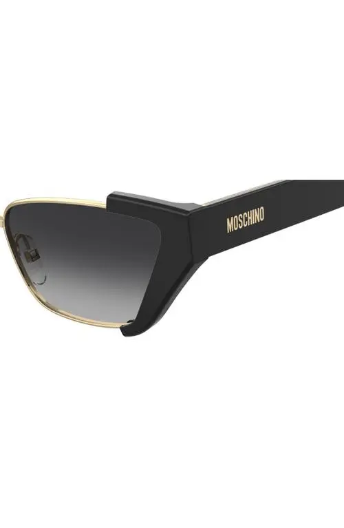 Moschino 56mm Cat-eye Sunglasses - Black Gold/dark Grey Sf