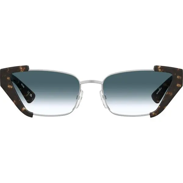 Moschino 56mm Cat-eye Sunglasses - Havana Silver/dk Blue Sf