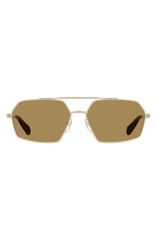 Moschino 60mm Square Sunglasses - Matte Gold/brown