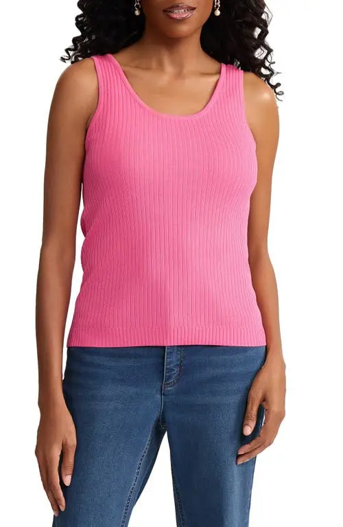 Jones New York Scoop Neck Ribbed Tank - Dutch Pink