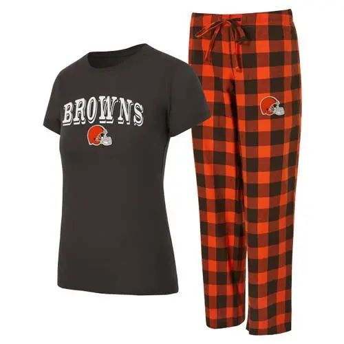 CONCEPTS SPORT Orange Cleveland S Avondale T-shirt & Pants Flannel Pj Set - Brown