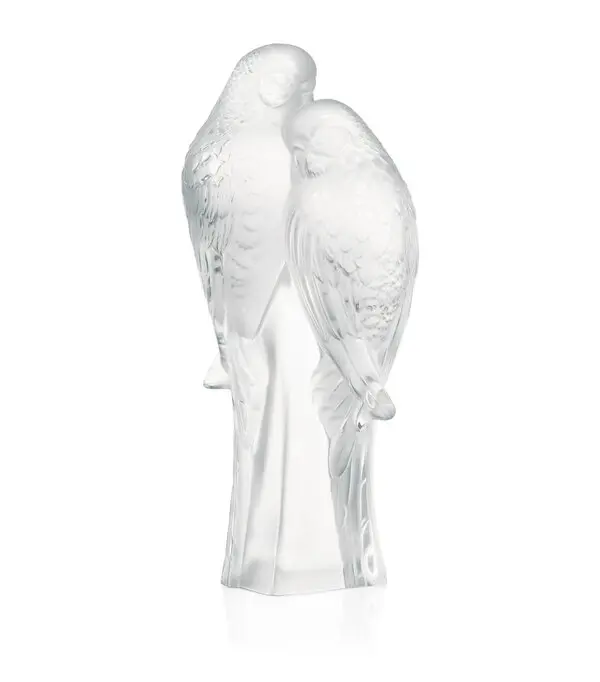 Lalique Crystal Parakeets Sculpture - Clear