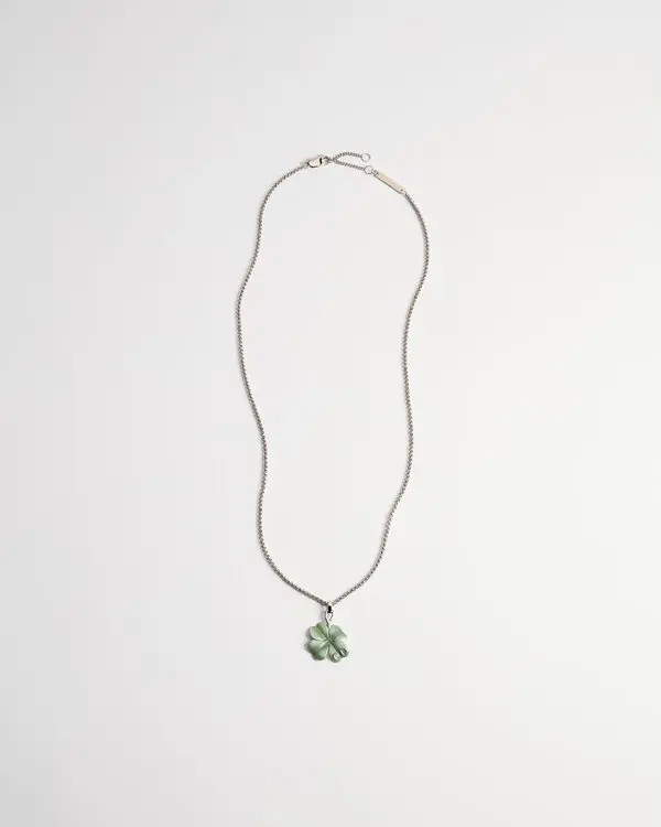 Dior Trèfle Pendant Necklace - Silver And Green Resin