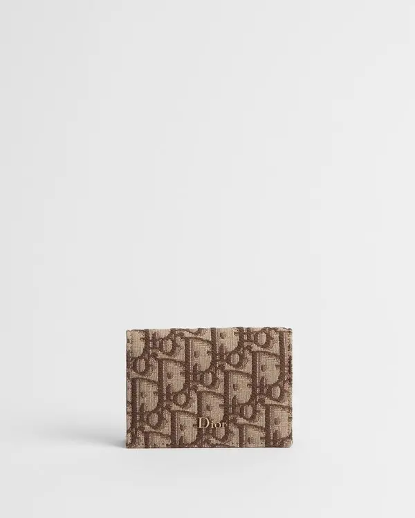 Dior Business Card Holder - Brown Dior Oblique Jacquard