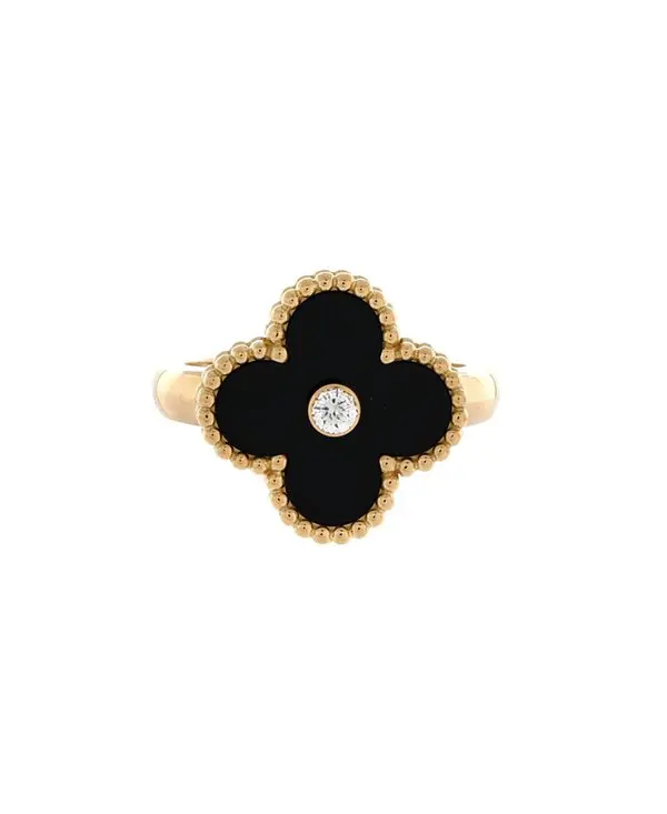 VAN CLEEF & ARPELS Vintage Alhambra Ring 18k With Onyx And Diamond - Gold