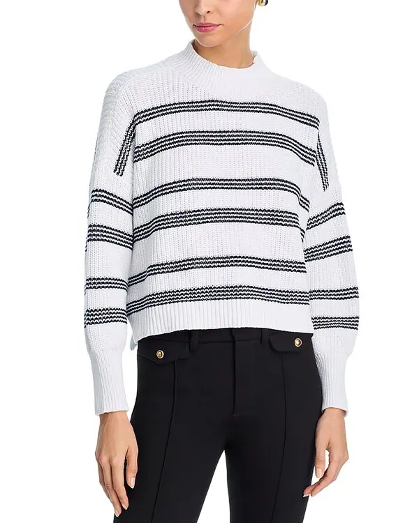 Aqua Stripe Shaker Stitch Sweater
