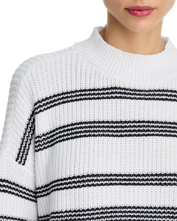 Aqua Stripe Shaker Stitch Sweater