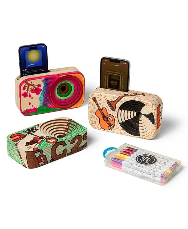 UNCOMMON GOODS Diy Wooden Amplifying Phone Speaker Kit Bitti Gitti Design Studio - Brown