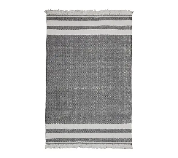 OX BAY TRADING CO. Ox Bay Charcoal Stripe Farmhouse Recycled P.e.t . Outdoor Rug - One-color