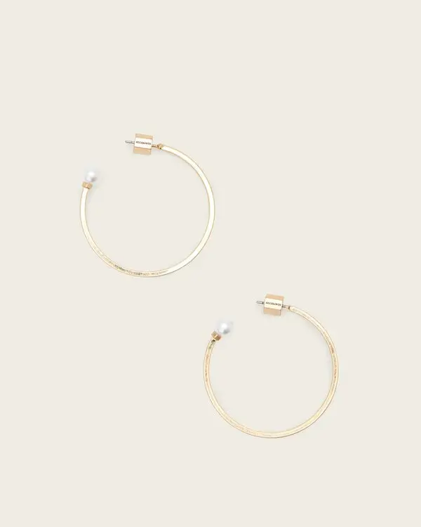 ALLSAINTS Hazel Pearl Hoop Earrings - Warm Brass