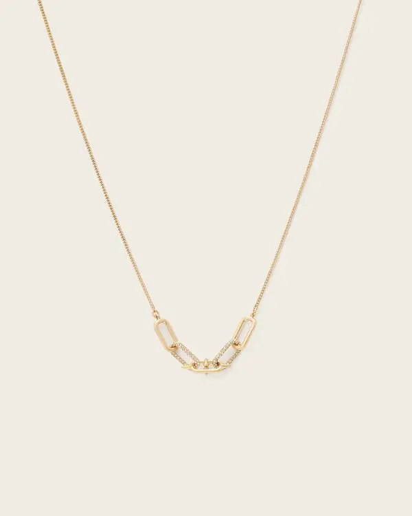 ALLSAINTS Laio Pave Link Necklace - Warm Brass