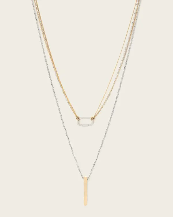 ALLSAINTS April Double Chain Necklace - Warm Silver/brass