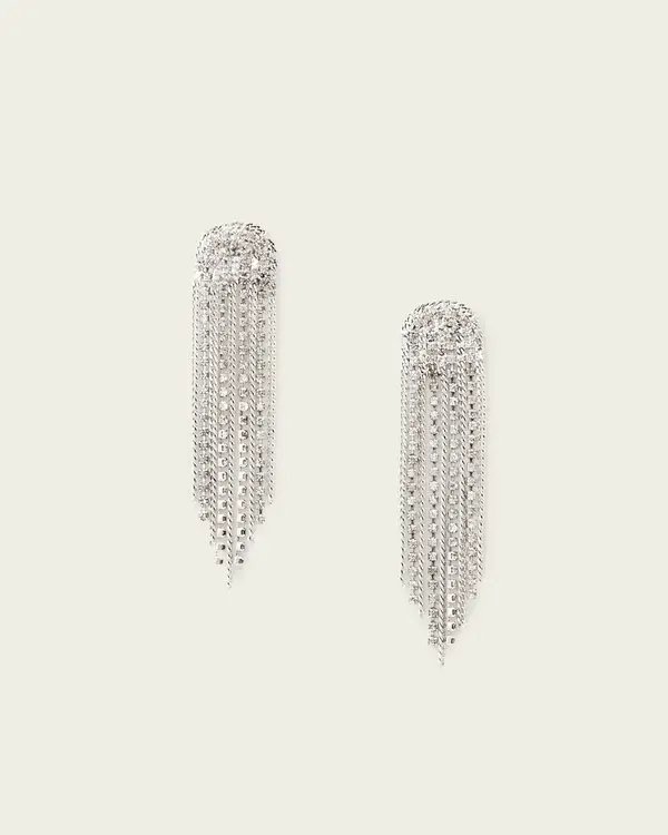 ALLSAINTS April Fringe Earrings - Warm Silver