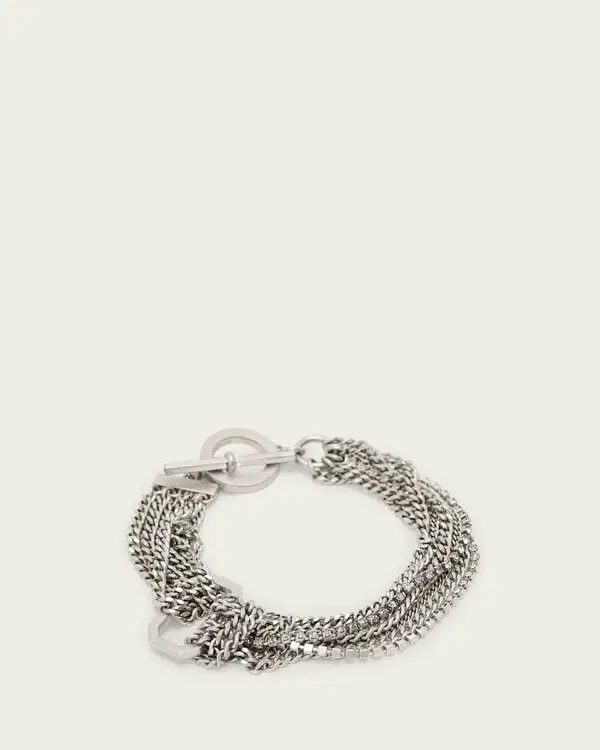 ALLSAINTS April T-bar Chain Bracelet - Warm Silver