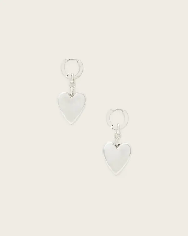 ALLSAINTS Lia Heart Huggie Earrings - Warm Silver