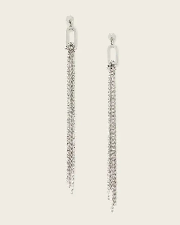 ALLSAINTS April Chain Fringe Earrings - Warm Silver