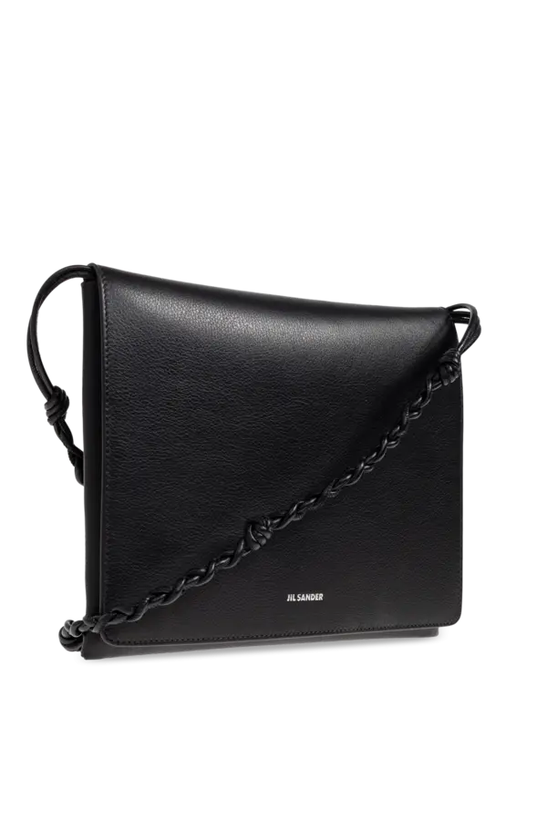 JIL SANDER Tangle Flat Medium Shoulder Bag - Black