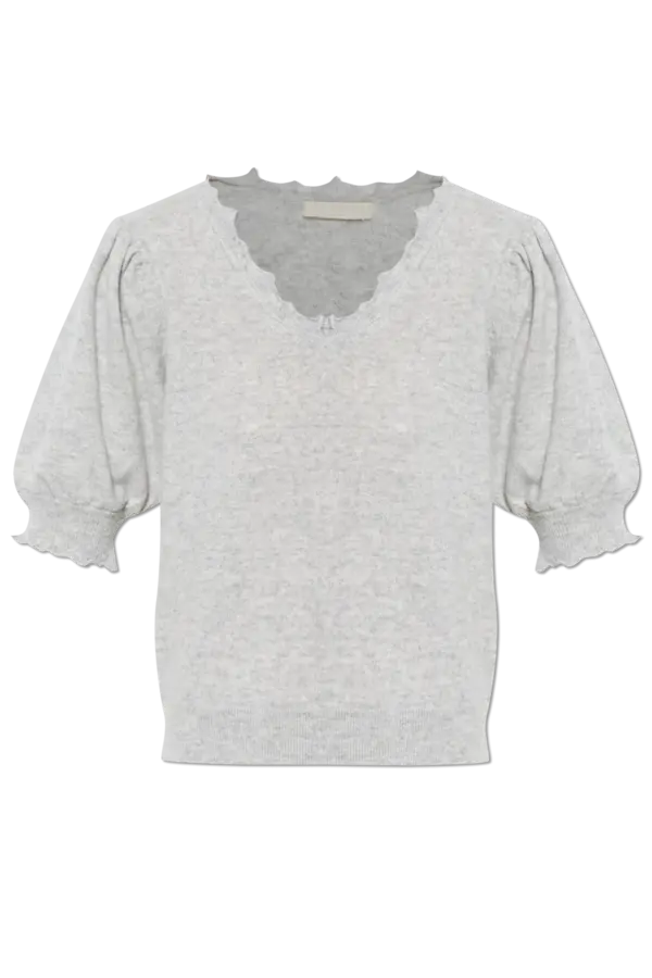 Ulla Johnson Cashmere Top With Shell Trim - Grey