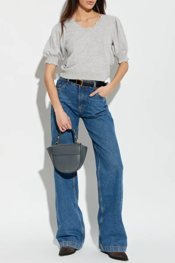 Ulla Johnson Cashmere Top With Shell Trim - Grey