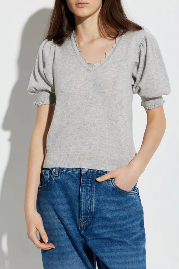 Ulla Johnson Cashmere Top With Shell Trim - Grey