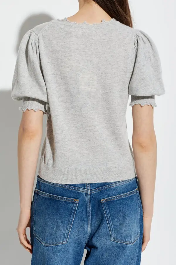 Ulla Johnson Cashmere Top With Shell Trim - Grey