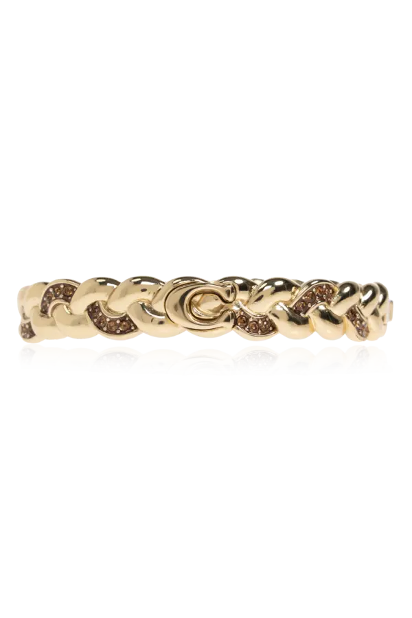 COACH Brass Panzer Weave Link Bracelet
