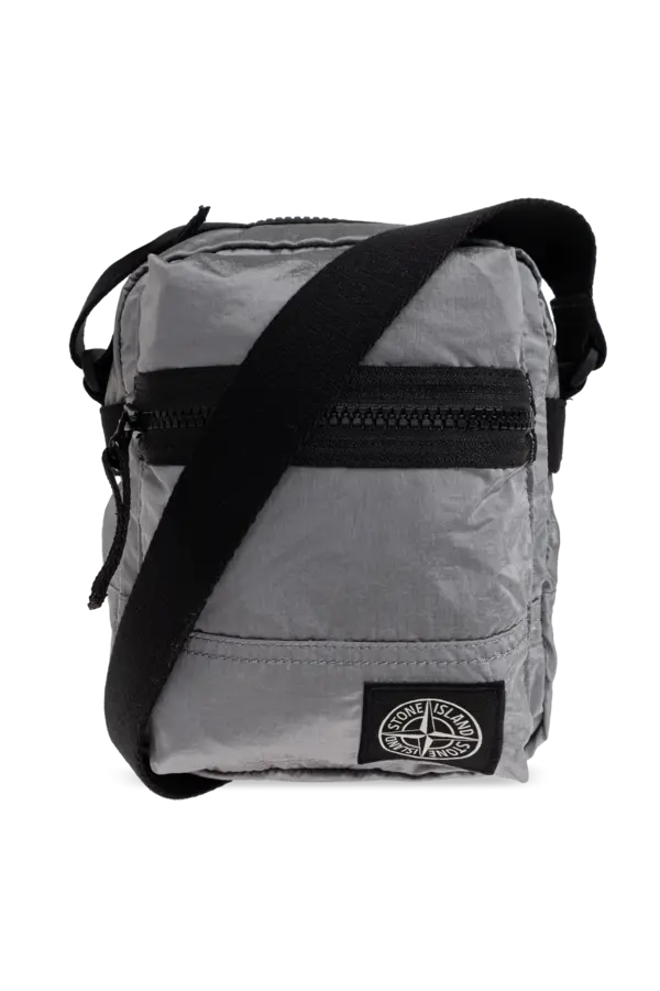 Stone Island Shoulder Bag With Logo Patch - Grey
