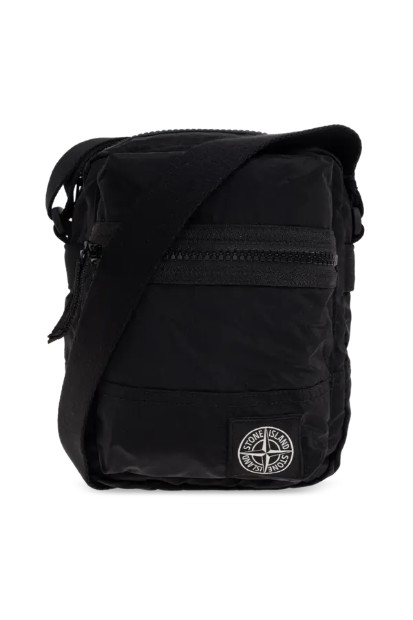 Stone Island Shoulder Bag With Logo Patch - Black