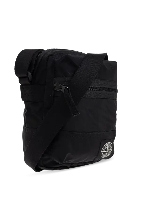 Stone Island Shoulder Bag With Logo Patch - Black
