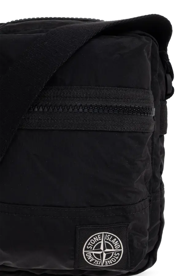 Stone Island Shoulder Bag With Logo Patch - Black