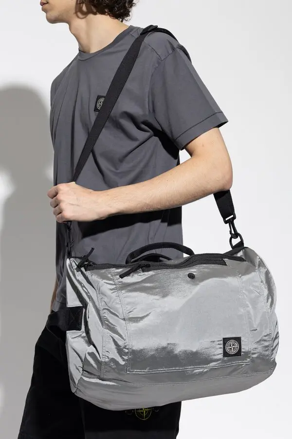 Stone Island Hand Luggage Bag With Logo Patch - Grey